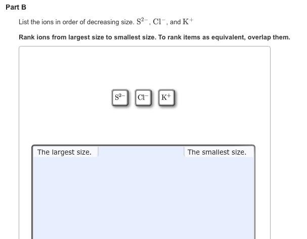 Solved List The Atoms In Order Of Decreasing Size Rank