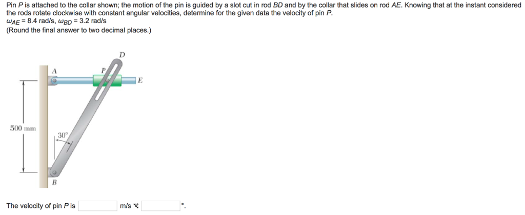 Solved Pin P is attached to the collar shown; the motion of | Chegg.com