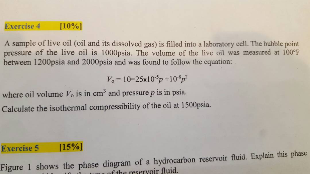 Solved Exercise 4 10% A sample of live oil (oil and its | Chegg.com