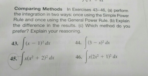 Solved Comparing Methods In Exercises 43-46, (a) perform the | Chegg.com