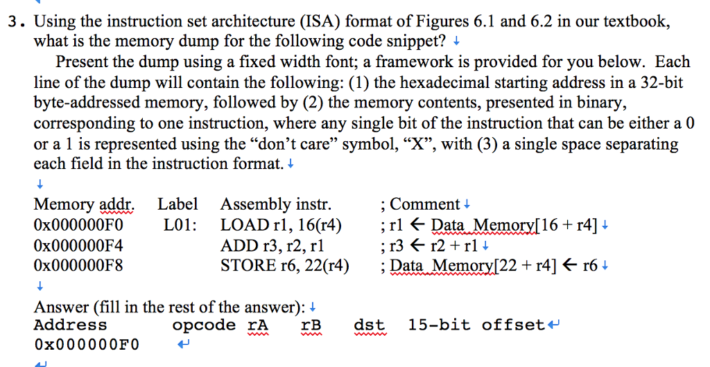 3. Using the instruction set architecture (ISA) | Chegg.com