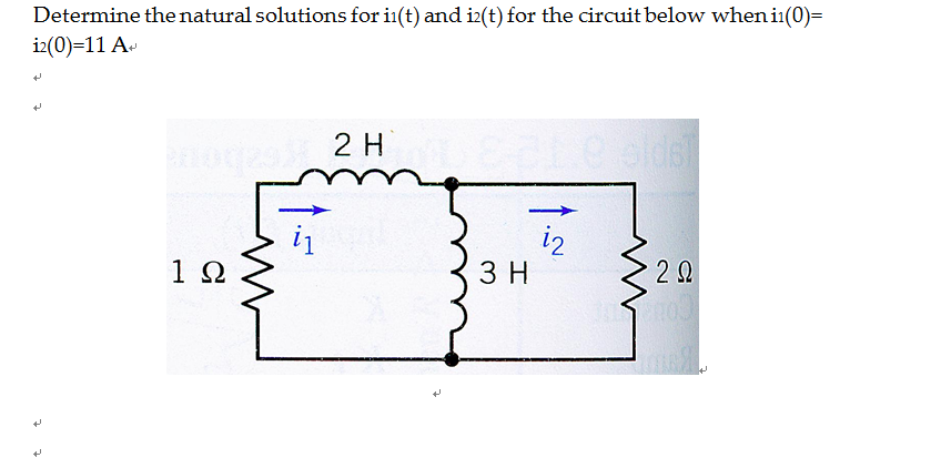 Solved Determine the natural solutions for i1(t) and i2(t) | Chegg.com