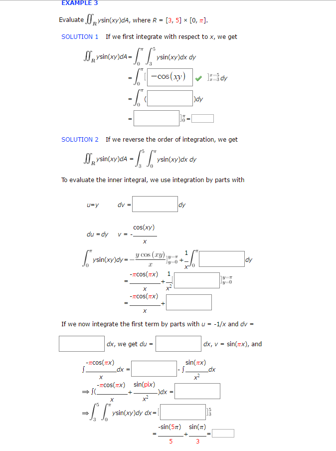 Solved Evaluate double integral_R ysin(xy) dA, where R = [3, | Chegg.com