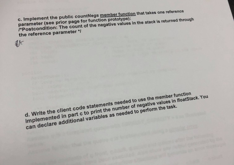 Solved To pts. The following is the class definition for an | Chegg.com
