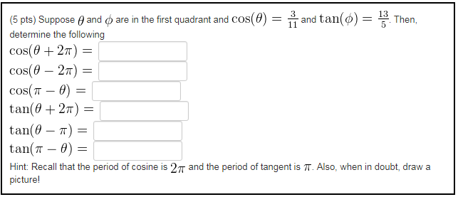 Solved Suppose theta and phi are in the first quadrant and | Chegg.com