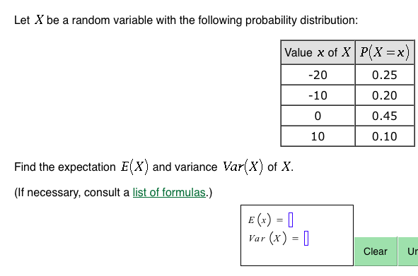 Solved Let X Be A Random Variable With The Following