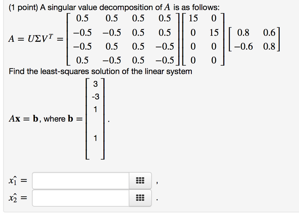 Solved A singular value decomposition of A is as follows: A | Chegg.com