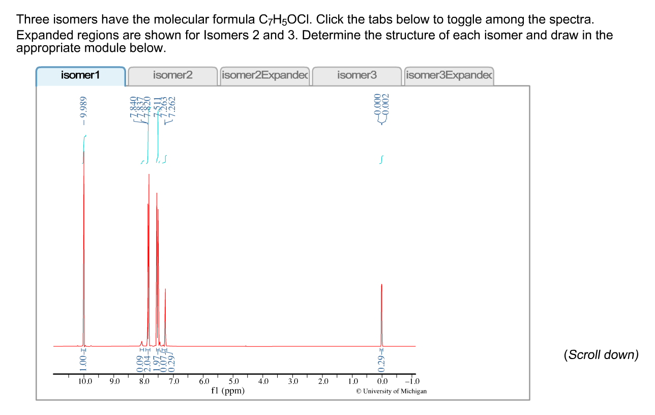 Solved ?Three isomers have the molecular formula C7H5OCl. | Chegg.com