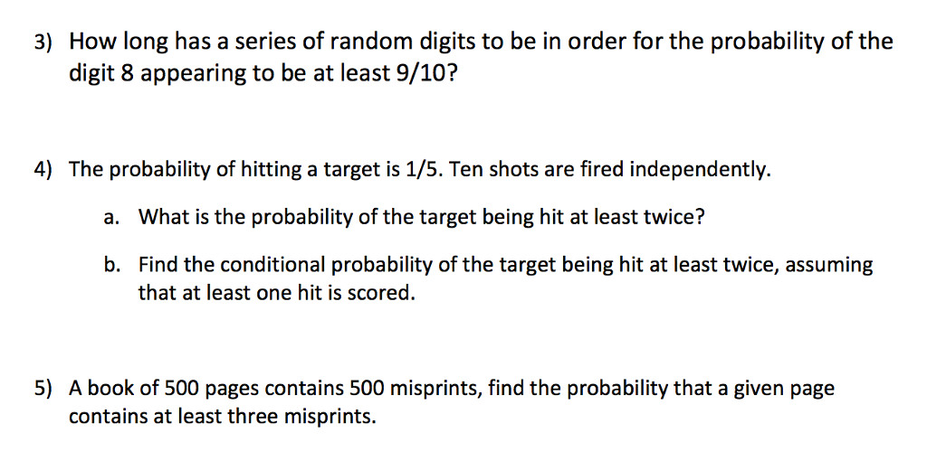 Solved How long has a series of random digits to be in order | Chegg.com