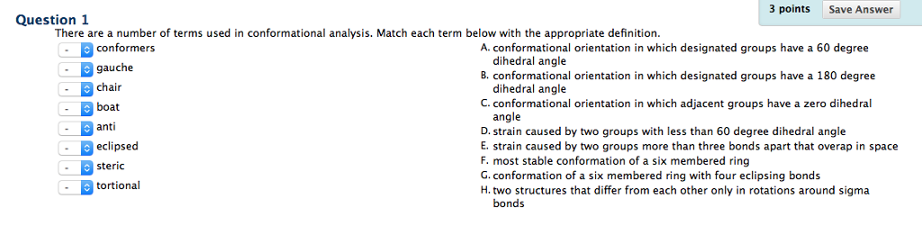 Solved There are a number of terms used in conformational | Chegg.com