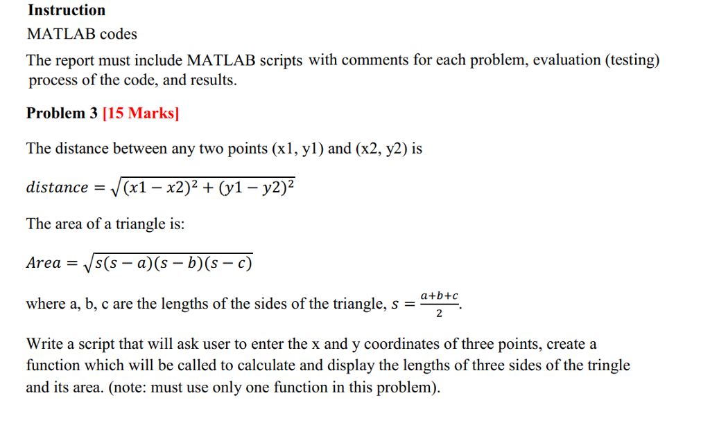 Solved Instruction MATLAB codes The report must include | Chegg.com