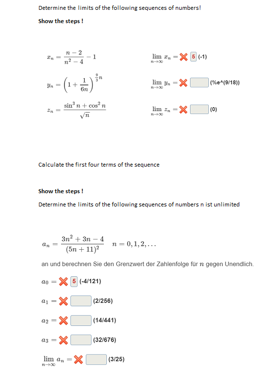 Solved Determine the limits of the following sequences of | Chegg.com