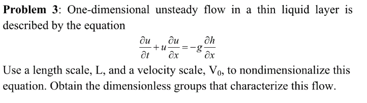 One-dimensional unsteady flow in a thin liquid layer | Chegg.com