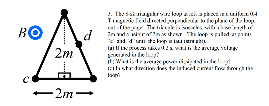 Solved The 8-omega triangular wire loop at left is placed in | Chegg.com