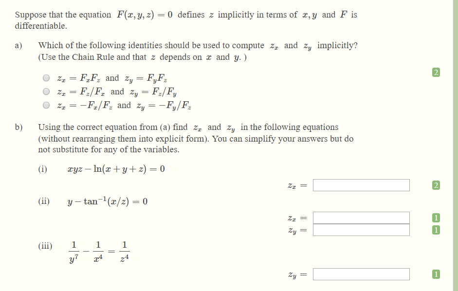 Solved Suppose That The Equation F X Y Z 0 Defines Z