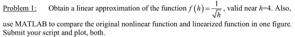 Solved Problem 1 Obtain A Linear Approximation Of The
