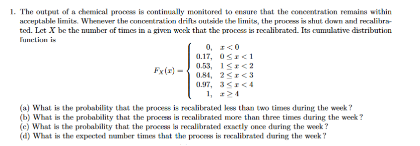 Solved The output of a chemical process is continually | Chegg.com