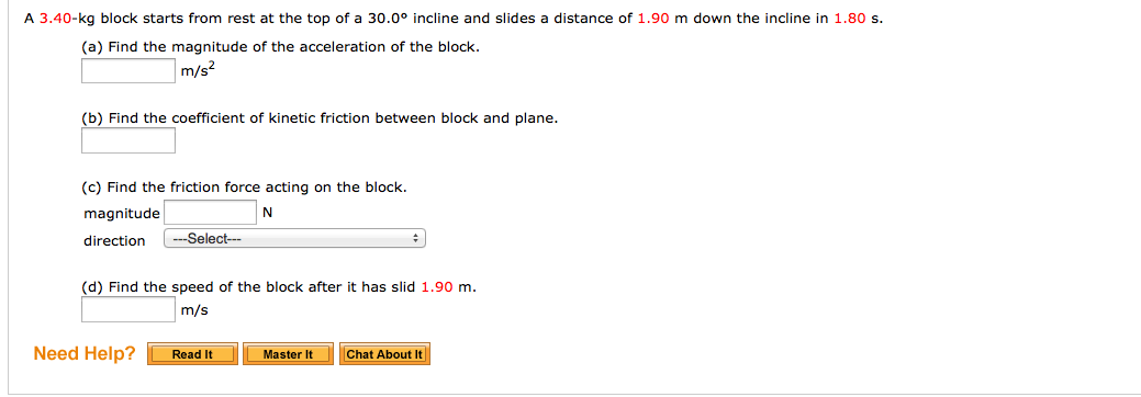 Solved A 3.40-kg block starts from rest at the top of a 30.0 | Chegg.com