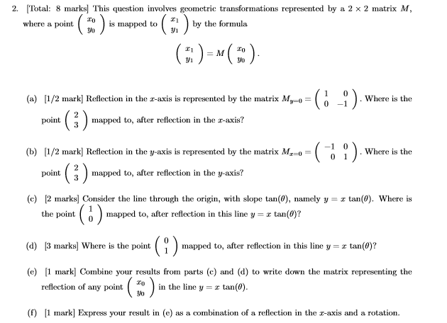 Solved This question involves geometric transformations | Chegg.com