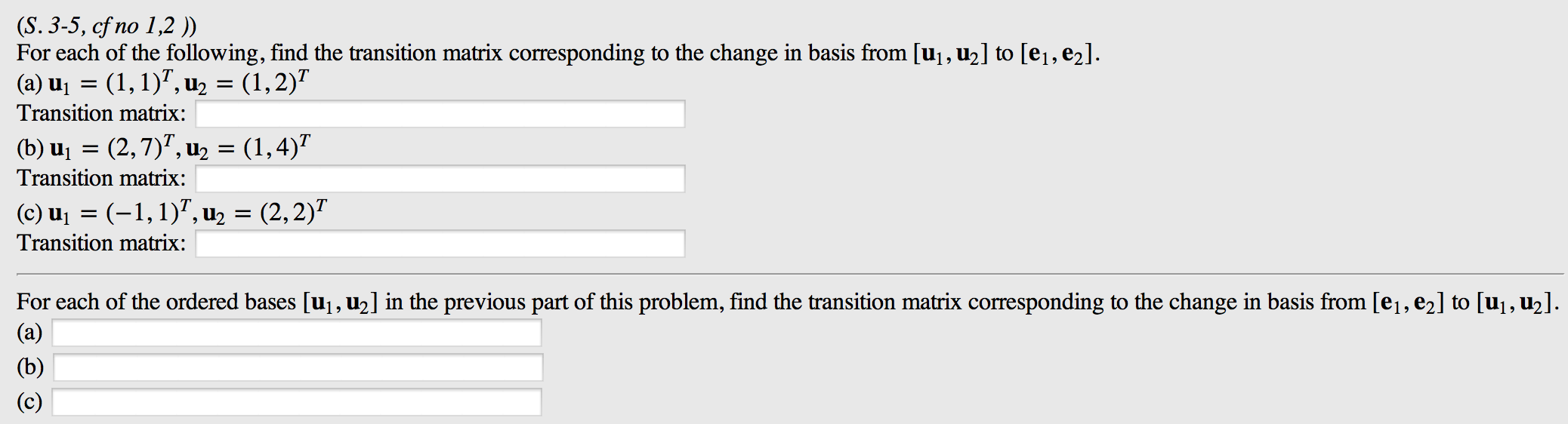 Solved For each of the following, find the transition | Chegg.com