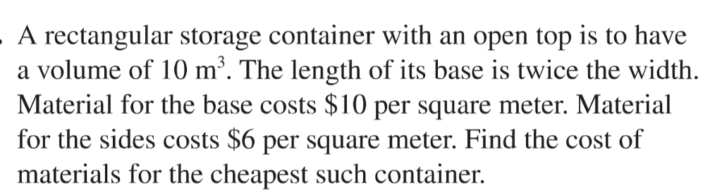 Solved A rectangular storage container with an open top is | Chegg.com