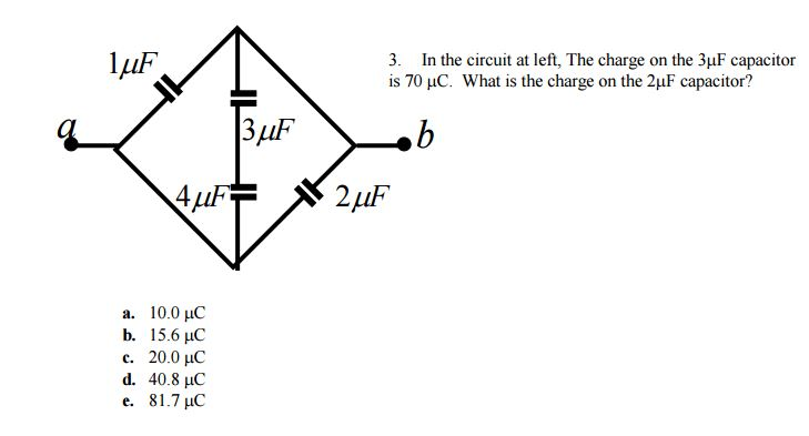 Solved In the circuit at left. The charge on the 3 mu F | Chegg.com