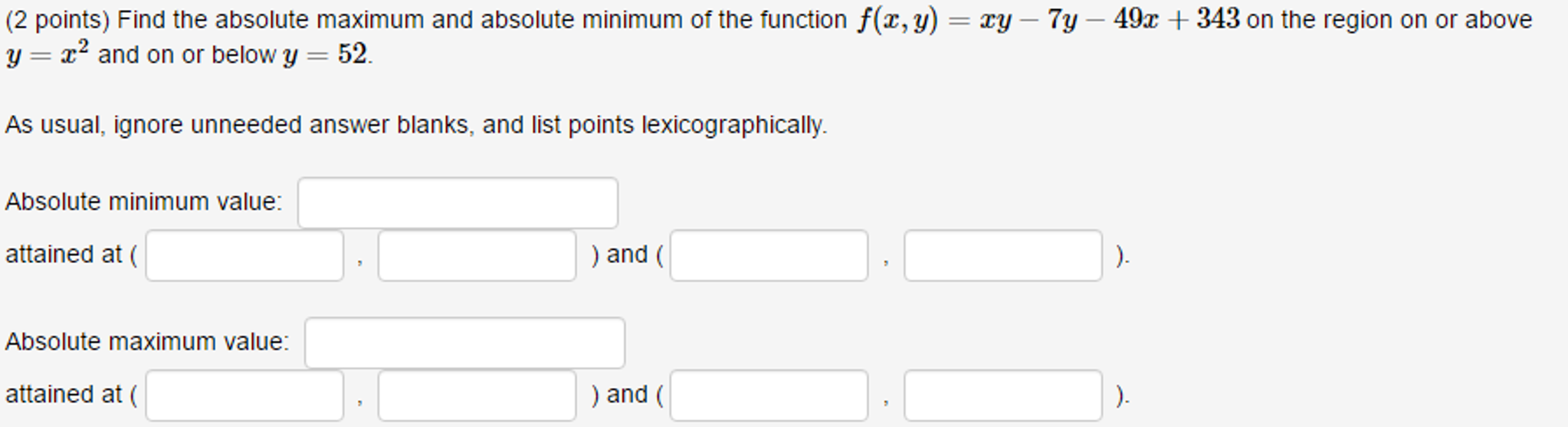 Solved Find the absolute maximum and absolute minimum of the | Chegg.com