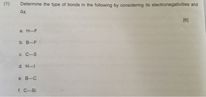 Solved Determine the type of bonds in the following by | Chegg.com