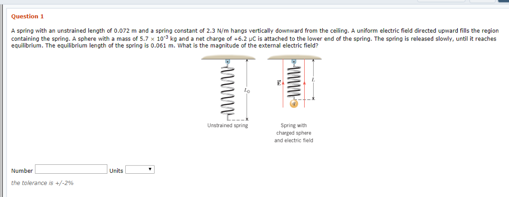 Solved A spring with an unstrained length of 0.072 m and a | Chegg.com