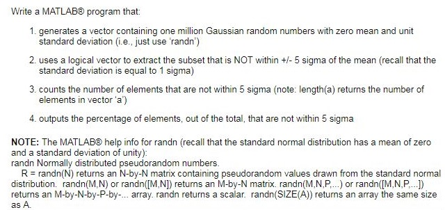 Solved Write a MATLAB® program that: 1. generates a vector | Chegg.com