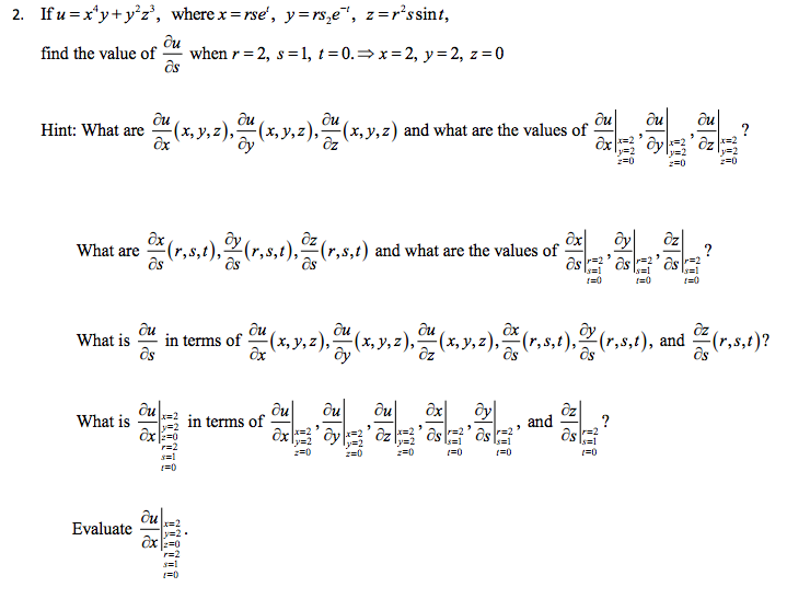 If u = x4y + y2z3, where x = rset, y = rs2e-t, z = | Chegg.com