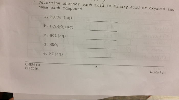 Solved Determine whether each acid is binary acid or oxyacid | Chegg.com