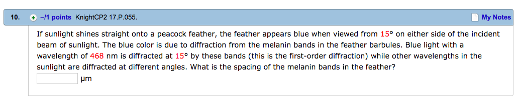 Solved If sunlight shines straight onto a peacock feather, | Chegg.com