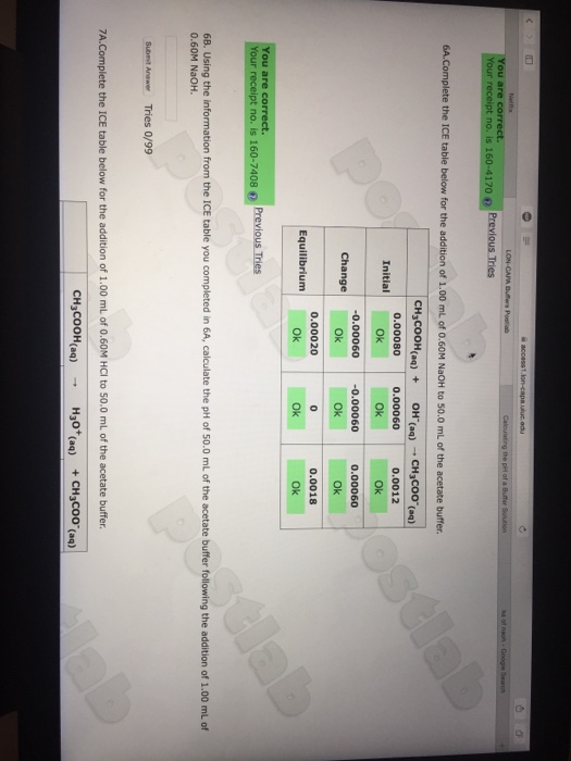 Solved Complete the ICE table below for the addition of 1.00 | Chegg.com