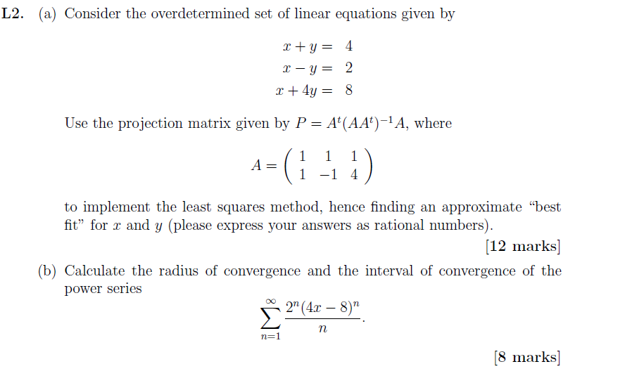 Solved Consider The Overdetermined Set Of Linear Equations