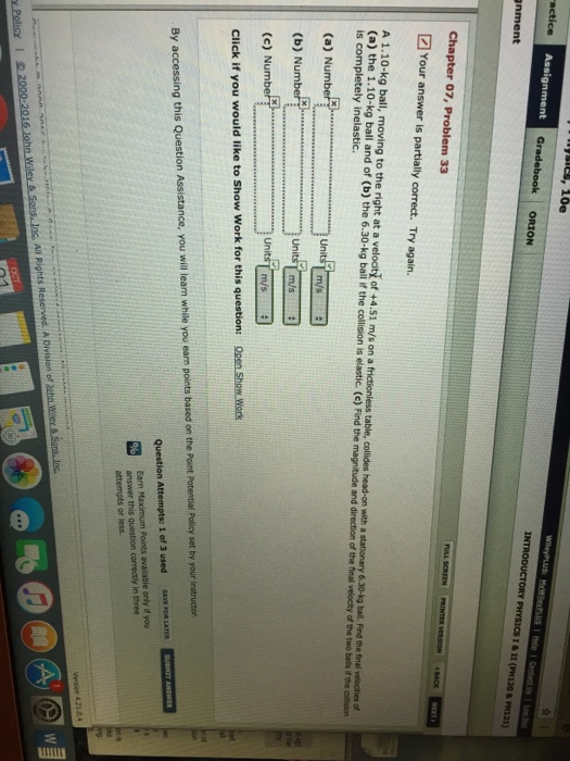 Solved Assignment Gradebook ORION nment a Pt121) Chapter o7, | Chegg.com