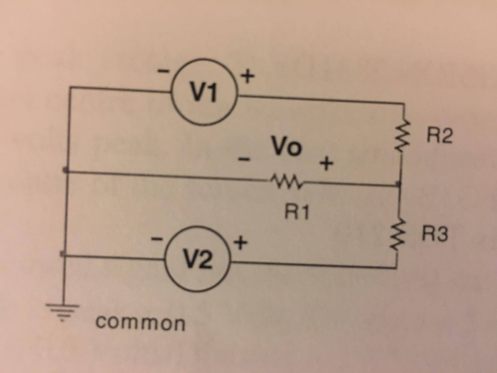 Solved R1=R2=R3 show that V0=(1/3)(V1+V2) and that the | Chegg.com