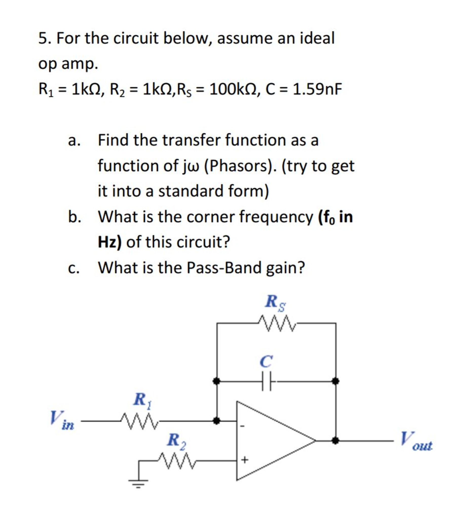 Solved For the circuit below, assume an ideal op amp. R_1 = | Chegg.com