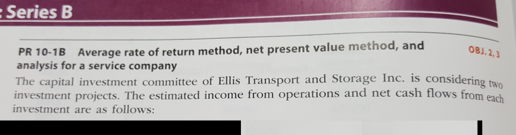 Solved Series B Average rate of return method, net present | Chegg.com
