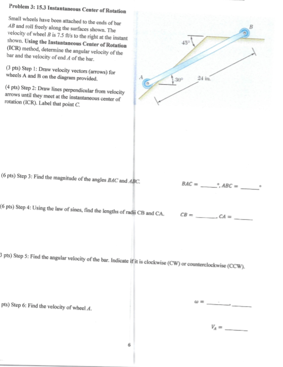 Solved Problem 3: 15.3 Instantaneous Center of Rotation | Chegg.com