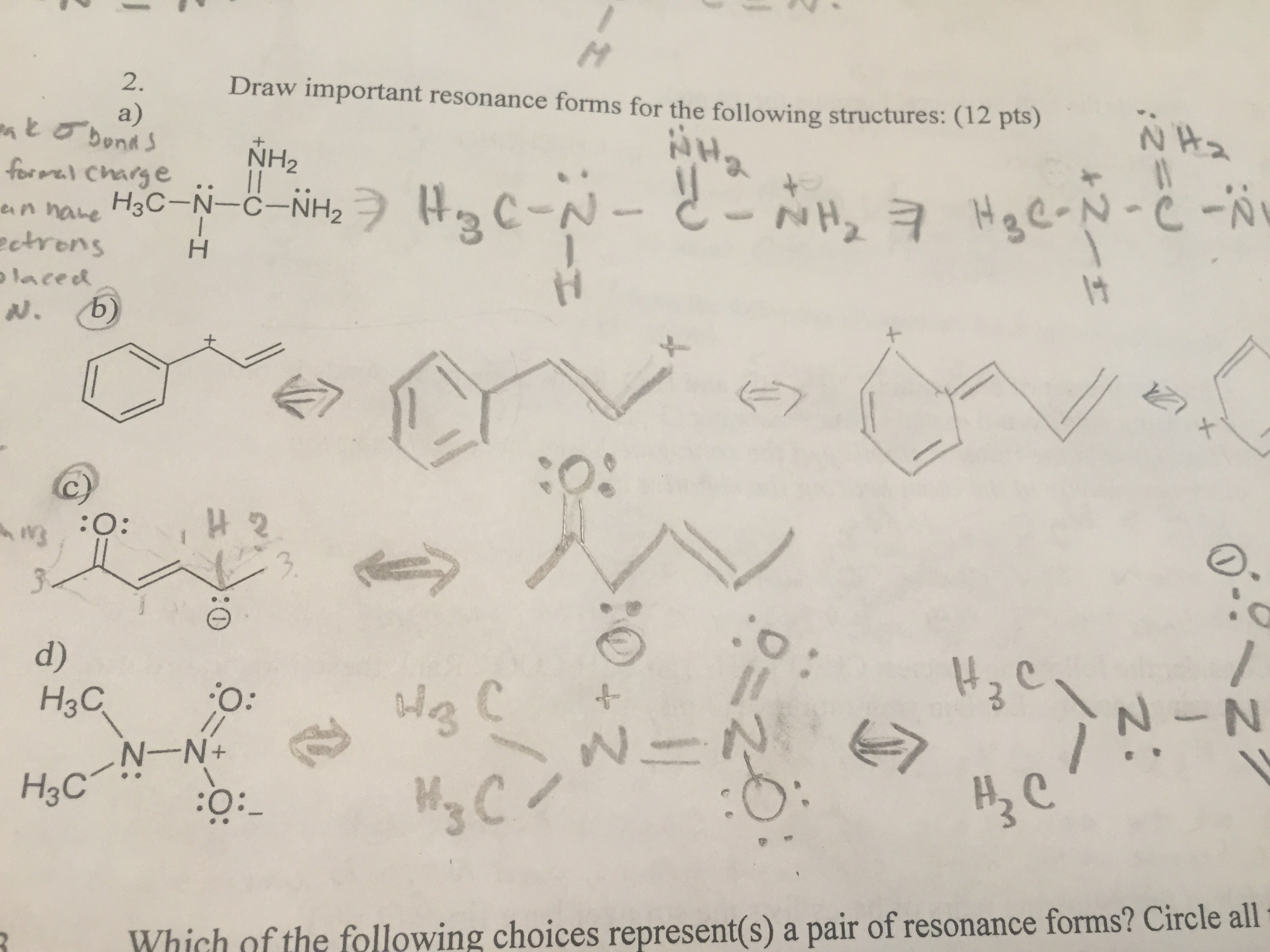 Solved Draw important resonance forms for the following | Chegg.com