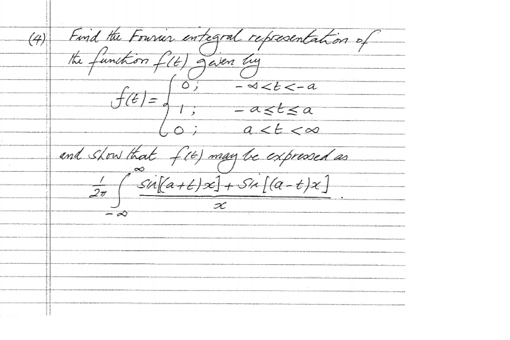 Solved Find the Fourier integral representation of the | Chegg.com