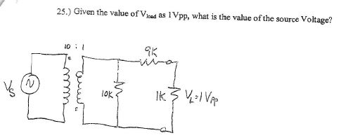 Solved Given the value of V load as 1 Vpp, what is the value | Chegg.com