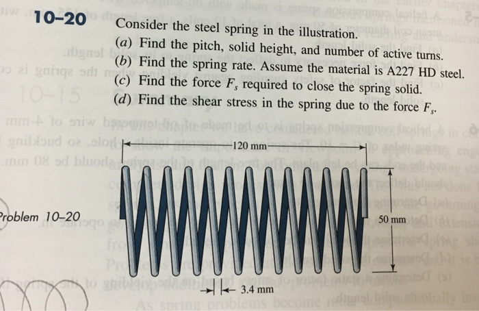 Solved Consider the steel spring in the illustration. Find | Chegg.com Solved Consider the steel spring in the illustration. Find | Chegg.com