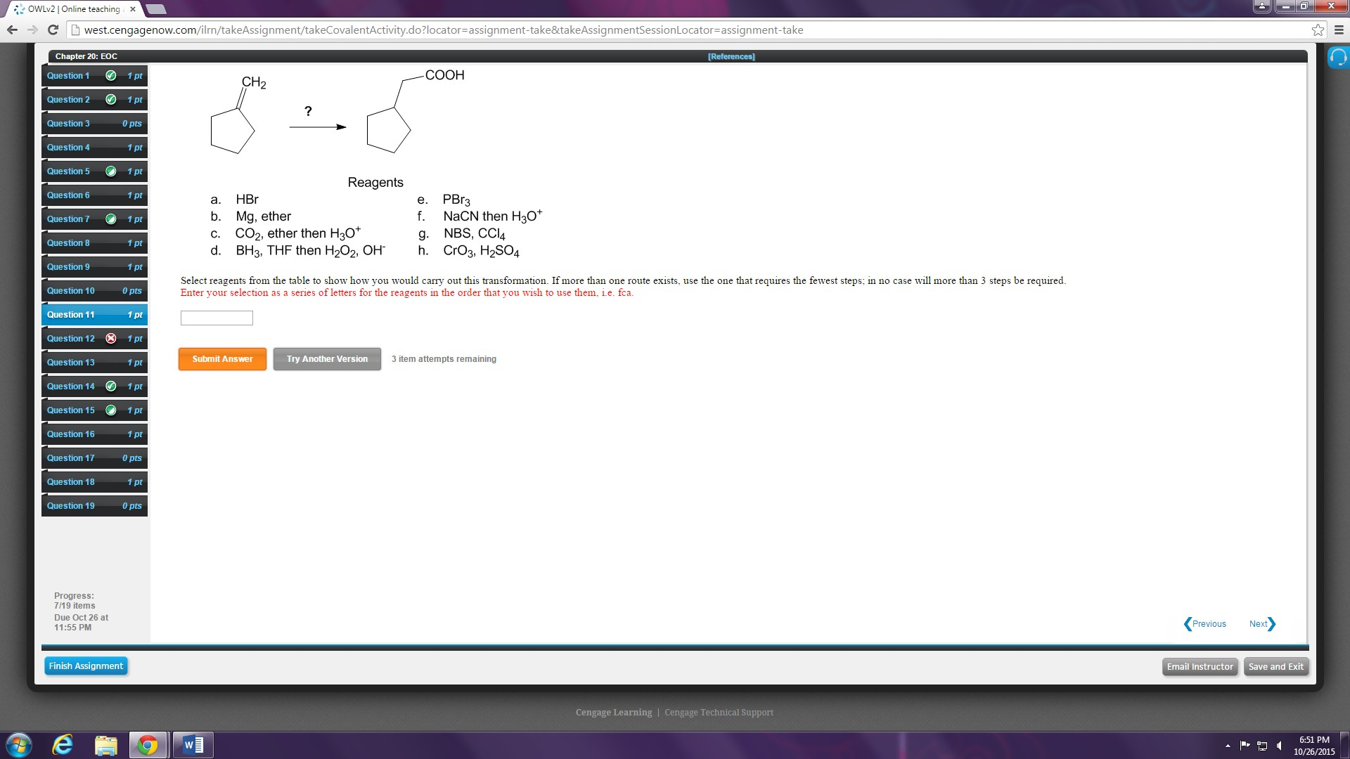 Solved Select reagents from the table to show how you would | Chegg.com