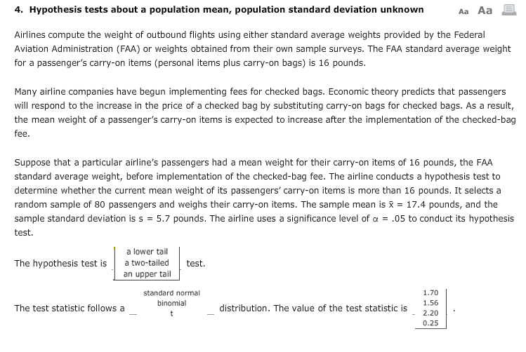 Solved 4 Hypothesis Tests About A Population Mean 7585