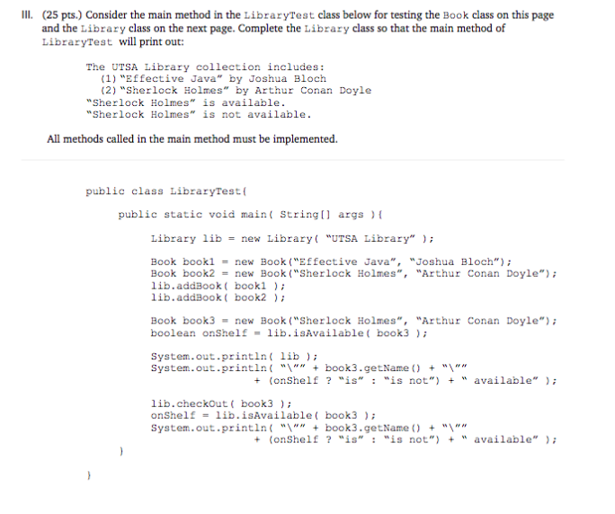 Solved II. (25 pts.) Consider the main method in the | Chegg.com