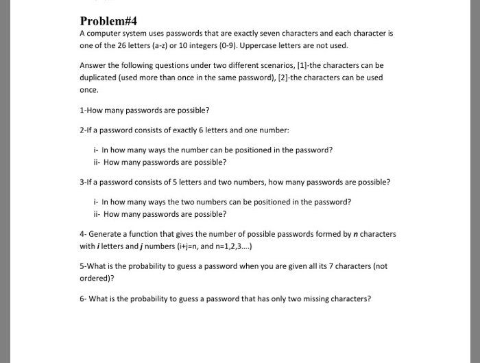 Solved A Computer System Uses Passwords That Are Exactly 6490