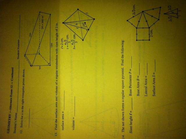 Solve for x in the right triangular prism shown._____ | Chegg.com