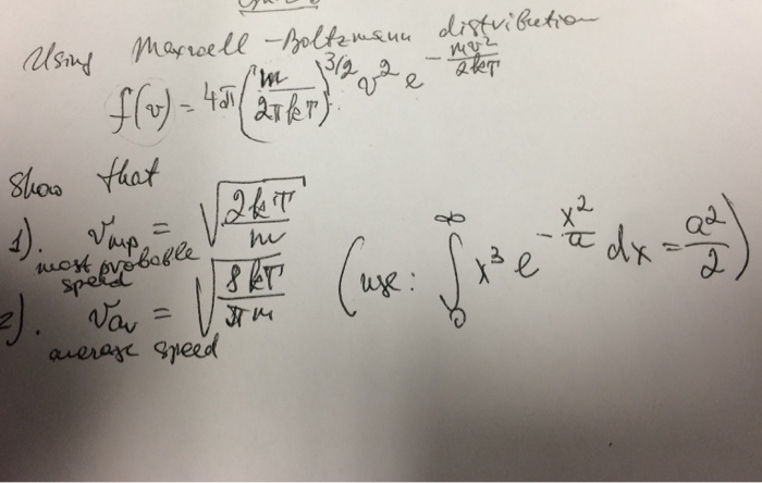Using Maxwell-Boltzmann distribution f(v) = 4 pi (m/2 | Chegg.com